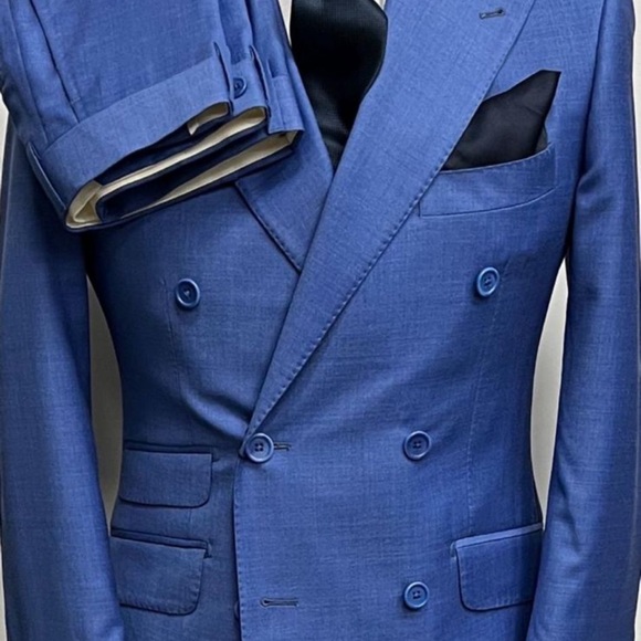 Handmade | Suits & Blazers | Mens Blue Doublebreasted Suit | Poshmark
